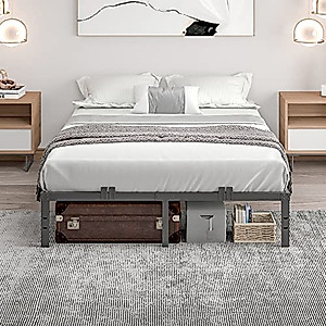 Umyder Queen Size Bed Frame with Steel Slats Support,Sturdy and Durable No Box Spring Needed 14 Inch High Metal Iron Platform Bedframes Black Heavy Duty 3500lbs,Noise Free,Easy Assembly