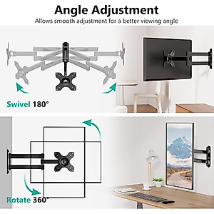 WALI TV Wall Mount Articulating LCD Monitor Full Motion 15 inch Extension Arm Tilt Swivel for Most 13 to 32 inch LED TV Flat Panel Screen with VESA up to 100x100mm (1330LM), Black