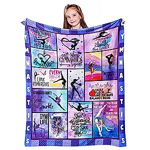 Mosslink Gymnastics Lovers Blanket Gymnast Gifts for Girls Kids Teens Women Adult Birthday Gifts for Gymnast Ultra Soft Flannel Fleece Warm Cozy Lightweight Throw Blankets for Home Bed Sofa 60"x 50"