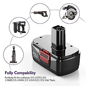 UTRBATT 2 Packs 19.2Volt 3.8Ah Replacement Battery Compatible for Craftsman DieHard C3 315.115410 315.11485 130279005 1323903 120235021 11375 11376 Cordless Drills