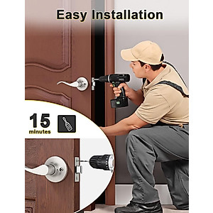 Mengico 1 Pack Satin Nickel Modern Interior Passage Door Knobs, Keyless Door Handle for Hallway & Closet, Wave Style Non-Locking Door Lever Reversible for Left & Right Handed