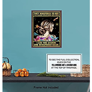 Inspirational Quote Wall Art Decor - They Whispered to Her You Cannot Withstand The Storm She Whispered Back I Am The Storm - Positive Motivational Encouragement Gifts for Women - Boho Dragonfly Print