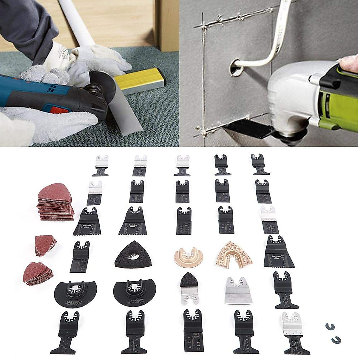 Saw Blades Carbide 108PCS Universal Oscillating Multitool Saw Blades High-Carbon Steel Cutting Polishing Tool Set Compatible for Bosch Multi-X