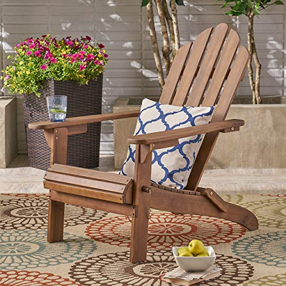 Christopher Knight Home Cara Outdoor Foldable Acacia Wood Adirondack Chair, Dark Brown Finish