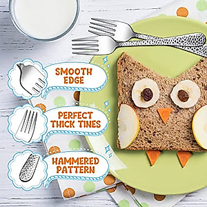 LIANYU 9 Pieces Children Stainless Steel Fork, Cute Kids Toddler Forks, Children Silverware Flatware Set, Kids Children Cutlery Set, Small Kid Utensil for Self Feeding, Mini Salad Fork