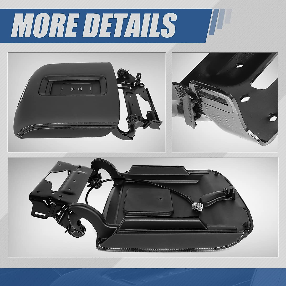 Auto Dynasty [Floor Console Model] Center Console Lid Assembly with Wireless-Charger Compatible with Chevy Tahoe Suburban GMC Yukon XL 2015-2020, Black