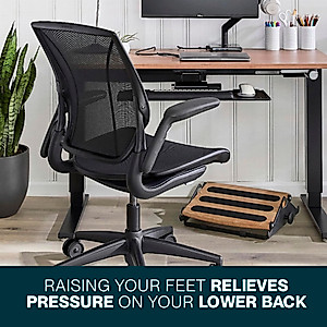 Humanscale FR300 Foot Rocker, Ergonomic Rocking Footrest for Under Desk, Smooth Gliding Experience with Ball Bearing Rollers, Adjustable Height, Durable Steel Frame, Natural Wood
