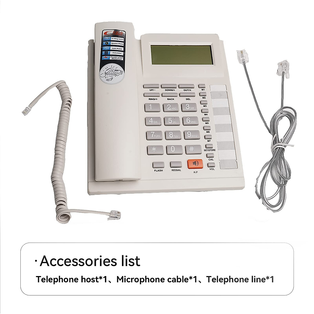 FLIGBLZ Corded Telephone Landline Telephone, Dual Interface Wired Telephone Big Button Landline Phones with Caller Identification Suitable for Office, Front Desk, Home, Hotel, Corded Landline (White)