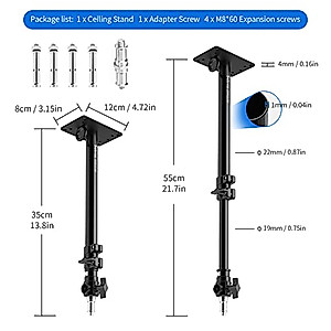 Selens Photography Studio Wall Mount, Camera Wall Ceiling Mount Boom Arm Up to 22" for Photo Video Monolights, Umbrellas, Reflectors, Overhead with 3/8" 1/4" Thread