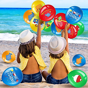 36 Packs Fish Bobber Balloons Latex Fish Party Balloon Fish Under the Sea Party Decorations Gone Fishing Birthday Party Supplies Sea Creature Party Decorations, 12 Inches (Gone Fishing Style)