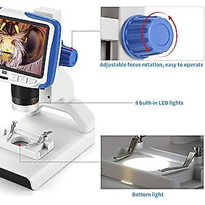 Andonstar AD205 Digital Microscope 200X Magnification USB LCD Microscope for Children, Student, Hobbyist DIY, with Slides Kit School Lab Fun&Educational Plant Insect Specimen Slides Observation