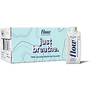 Flow Alkaline Spring Water - Refreshing Taste Of Natural Alkaline Water With Natural Electrolytes, Eco-Friendly Packaging, Non-GMO And BPA-Free. Unflavored. 24 Pack of 11.1 FL Bottles