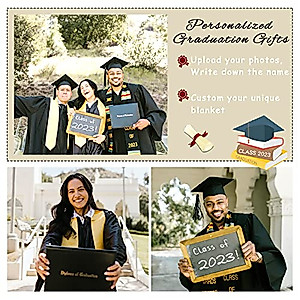 Personalized Graduation Blanket 2023, Customized Graduation Gifts for Her Him, Custom Name Photos Picture Throw Blankets, College, High School Graduation Gift for Daughter Son Niece Friends, 40"x30"