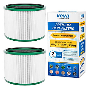 VEVA Premium HEPA Replacement Filter 2 Pack Compatible With All Dyson Pure Cool Link DP01, DP02 and Dyson Pure Hot + Cool Link HP01, HP02, Part # 968125-03# 305214-01# 305214-01