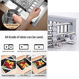 1pc Drain Rack | Retractable Stainless Steel Sink Strainer Drain | Stainless Steel Kitchen Basket | Kitchen Rack Drain Basket | Over The Sink Dish Drying Rack | 29 * 22.5 * 9cm/11.4 * 8.66 * 3.54in