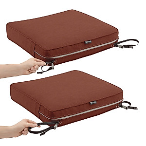 Classic Accessories Montlake Water-Resistant 72 x 21 x 3 Inch Outdoor Chaise Lounge Cushion Slip Cover, Patio Furniture Cushion Cover, Heather Henna Red, Patio Furniture Cushion Covers