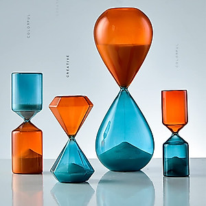 Falytemow 45 Minutes Double-Color Hourglass Translucent Glass Sand Timer, for Kitchen Child Brushing Teeth School Teaching