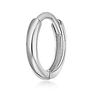 14k REAL White Gold 1.5mm Thickness Huggie Earrings (8 x 8 mm)