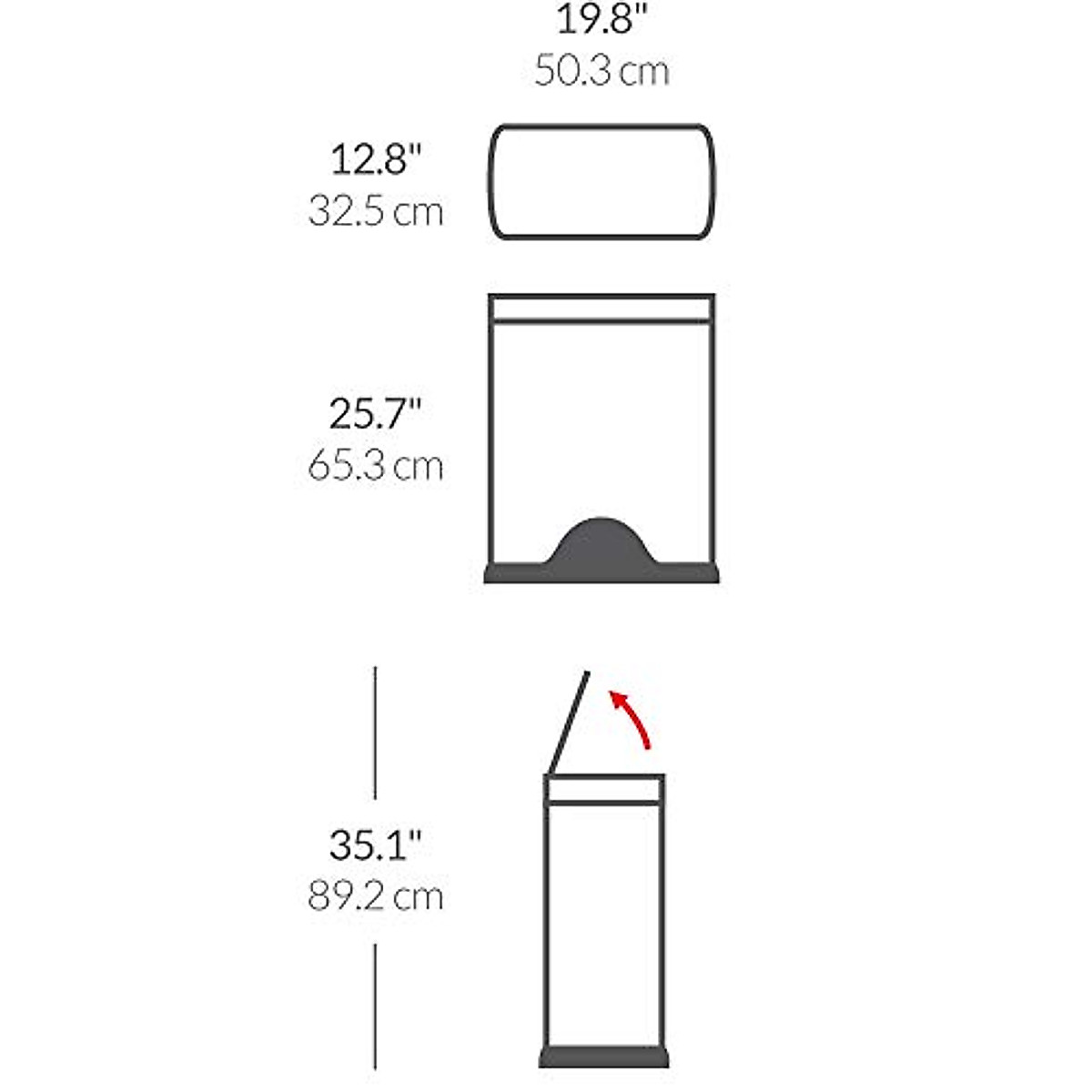 Simplehuman 50 Liter / 13.0 Gallon Rectangular Kitchen Step Trash Can, Brushed Stainless Steel