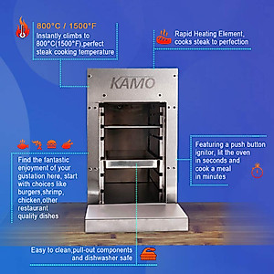 Zz Pro Commercial Infrared Steak Grill Broiler Propane Gas 1500℉ Smokeless Made of 100% Stainless Steel Perfect Steak Cooker Suitable for Businesses Industrial Kitchen