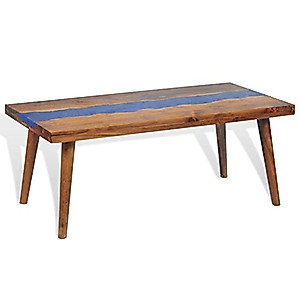 QJBSAVVA Coffee Table Teak Resin 39.4"x19.7"x15.7",Industrial Tables Floor Standing Table Cocktail Table Suitable for Meeting Rooms, Reception Rooms, Offices