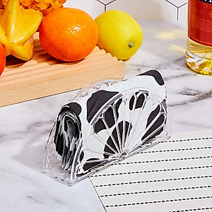 24 Pieces Napkin Holder Plastic Napkin Holder Fan Design Tissue Dispenser Freestanding Fan Shaped Organizer Paper Napkin Holder Stand for Kitchen Restaurant Home Bar, 5.91 x 2.95 x 1.57 Inch (Clear)