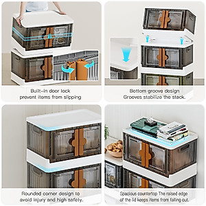 Closet Organizers and Storage, 204 Qt-6 Pack Storage Bins with Lids and Wheels, Collapsible Stackable Storage Bins, Plastic Foldable Box Storage Containers for Home, Ofiice, Dorm Room Essentials