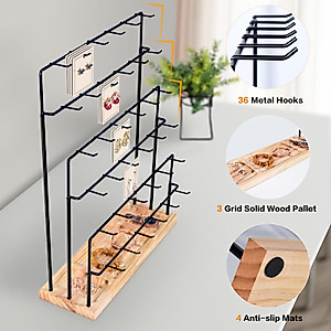 GEAMSAM Earring Display Stands for Selling, 36 Hooks Earring Holder Organizer, Jewelry Display for Vendors Earring Cards, Bracelets, Rings, Necklaces, Keychains Retail