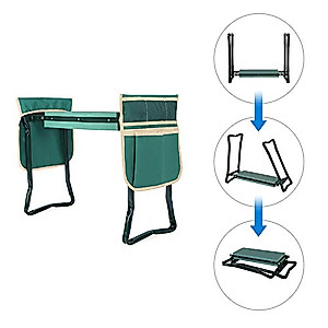 SONGMICS Garden Kneeler and Seat, Gardening Gifts for Women Men, Folding Gardening Stool, with Soft Thick Kneeling Pad, Dark Green UGGK50L