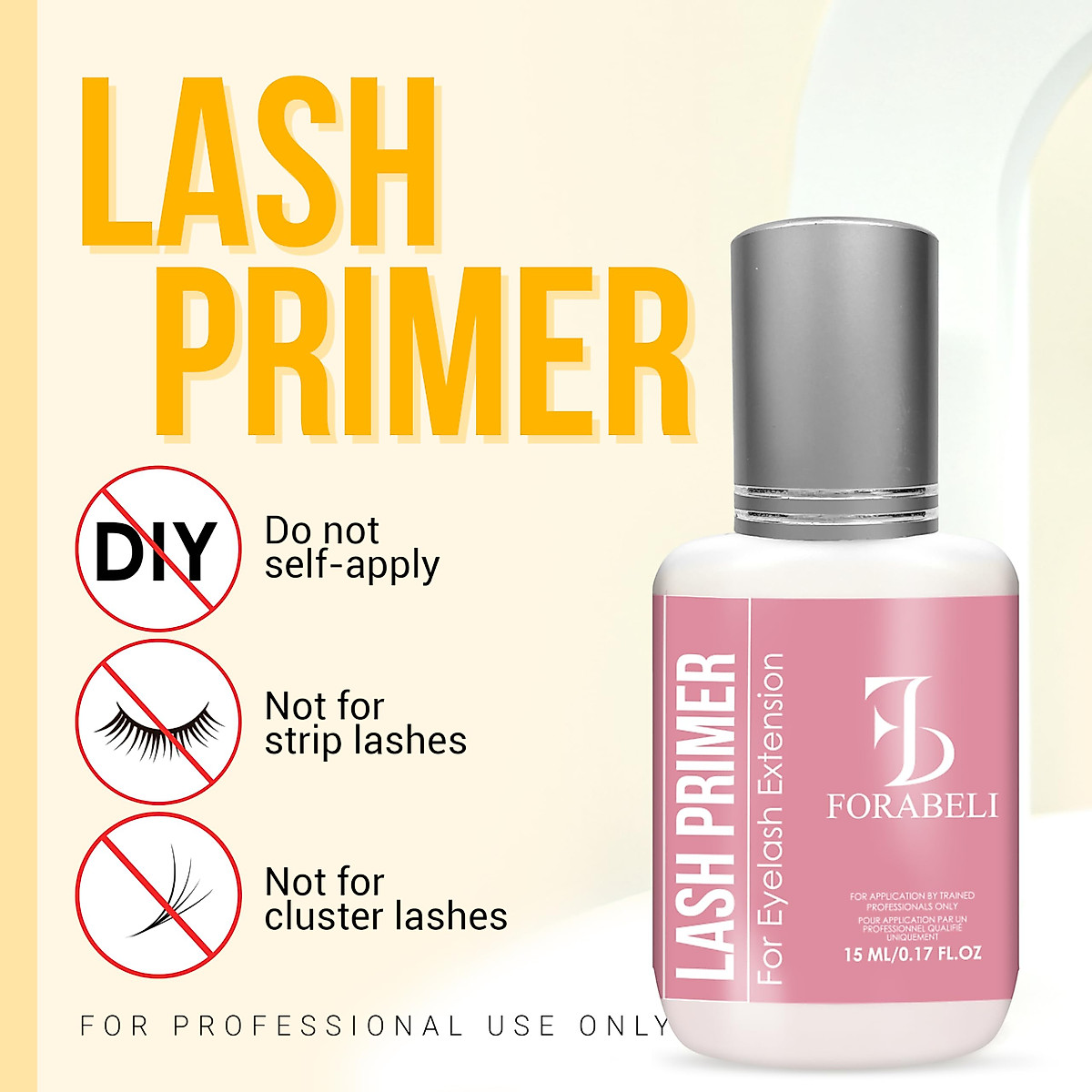 Forabeli Lash Primer 15ml - Boosts Adhesion, Improves Bond Retention, Ideal for Individual and Natural Lashes, Semi-Permanent Eyelash Extension Supplies