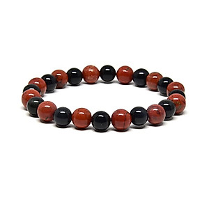 Natural AAA Genuine Red Jasper And Black Onyx Bracelet, Natural Sun Red jasper, Crystal Healing, Fertility Bracelet, Abundance Wealth, Blance Peace Harmony, 8 mm, red jasper and black onyx