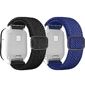 2 Packs Braided Nylon Bands Compatible with Gizmo Watch 3/2/1 Band for Kids,20mm Sost Breathable Elastic Stretchy Watch Band Replacement with Adjustable Buckle