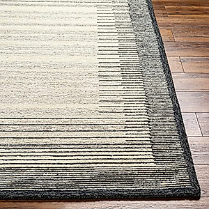 Hauteloom Omeo Wool Living Room, Bedroom Area Rug - Contemporary - Beige, Blue, Black - 8' x 10'