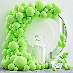 NISOCY Lime Green Latex Balloon Arch Garland Kit,102PCS 18In 12In 10In 5In for Birthday Wedding Baby Shower Jungle Summer Fruit Green Theme Anniversary Celebration Decoration