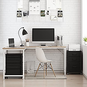 Raybee 3 Drawer File Cabinets for Home Office Small Rolling Filing Cabinets with Wheels fits A4, Letter,Legal Size Office Fabric Vertical Filing Cabinets 16.7" D*16" W*26.8" H Black…