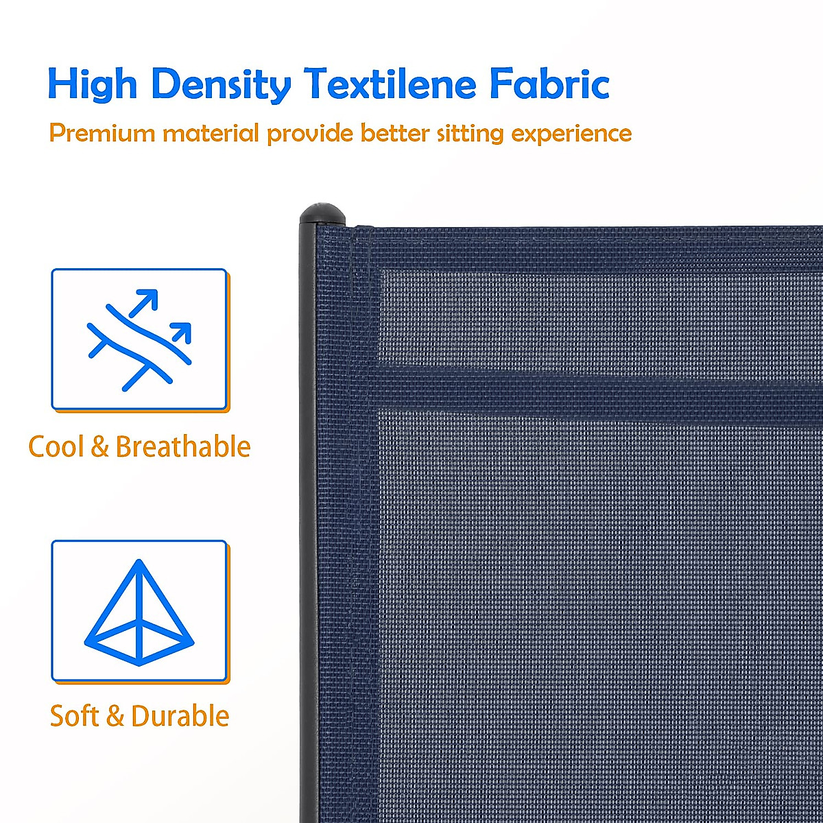 Devoko Patio Lounge Chairs Outdoor Chaise Lounge Beach Pool Side Folding Recliner Adjustable Lounge Chair Set of 2 (Blue)