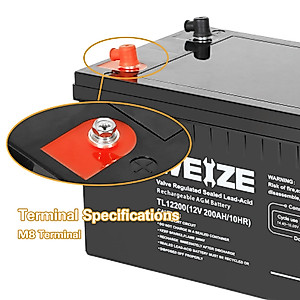 WEIZE AGM Group Size 4D Battery, 12 Volt 200Ah Deep Cycle Battery Perfect for RV, Caravan, Camping, Camper Trailers, Camper Vans, Motor-Homes, Marine, 4WDs & Off Grid Solar