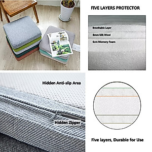 Yadlan Set of 1 Chair Cushion Seat Pads Dining Chair, Seat Cushions for Kitchen Chairs 1 Pack, Booster Cushion for Armchair Firm 40cm Square, Invisible Non Slip Area Chair Pads, with Zipper Beige