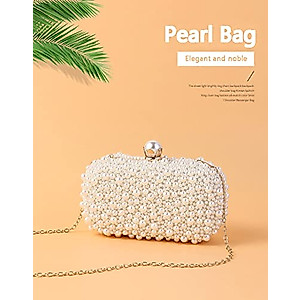 YYIHER Pearl Clutch White Clutch Purses for Women Evening Handbags Beaded Clutch Wedding Bridal Clutch Parites Prom
