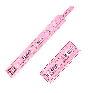 paloli Pink Choker Necklace for Women Leather Collar Fluffy Punk Leash Neck Choker Gothic Cosplay Sexy Jewelries