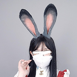 JUNBOON Handmade Fur Rabbit Ears Headwear Women Men Cosplay Costume Party Cute Head Accessories for Halloween