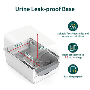 VARLNALY 4.0 Large Semi -Automatic-Cleaning Cat Litter Box, Pull-Out Non-Electric Fully Enclosed Litter Box, Prevents Urine Leakage, Isolates Odor, with Replacement Trash Box 24PCS, White