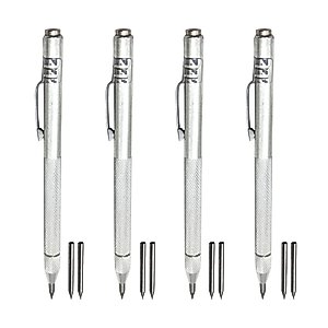 4 Pack Tungsten Carbide Scriber with Magnet, Aluminium Etching Engraving Pen with 8 Replacement Marking Tip, Great for Glass/Ceramics/Metal Sheet
