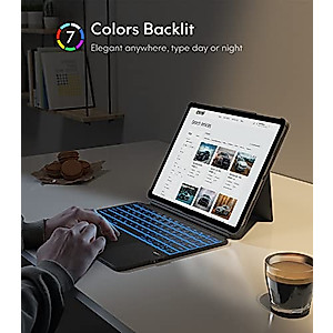 CHESONA Magnetic Detachable iPad Pro 12.9-inch (6th gen - 2022) Keyboard Case, Multi-Touch Trackpad, 7-Color Backlit, Magnetic Bluetooth Keyboard with Kickstand for iPad Pro 12.9 6th/5th/4th/3rd Gen