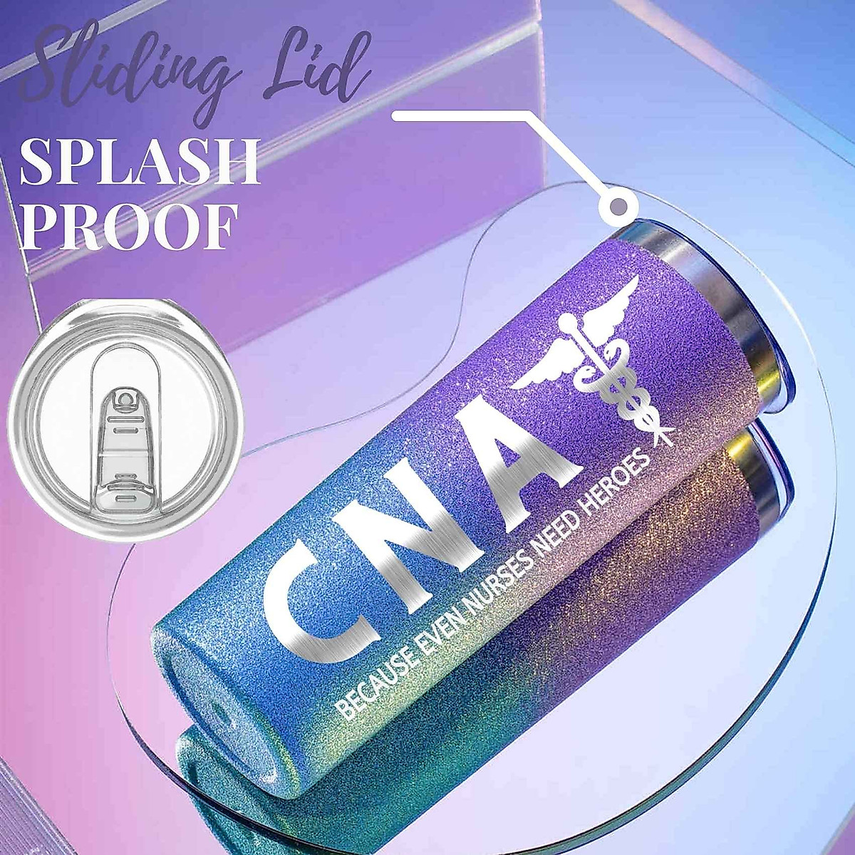 Onebttl CNA Gifts, Certified Nursing Assistant Gifts, Nurse Gifts for Nursing Student, 20oz Stainless Steel Tumblers with Lid & Straw - CNA Because Nurses Even Need Heroes