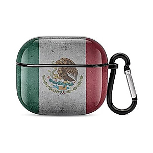 YouTary Compatible with Airpods 3 Case Cover 2021 with Keychain Mexico Flag Pattern Pattern, Apple AirPod Headphone Cover Unisex Shockproof Protective Wireless Charging