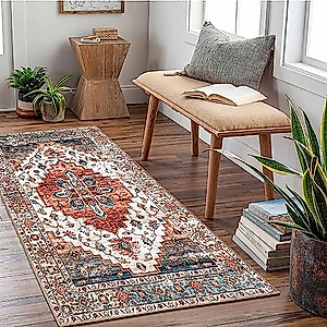 Aopota Area Rug Washable Small Front Door Rug for Entryway Mat Hallway Runner Rug Doormat Bohemian Faux Wool Throw Rug Non-Slip Low-Pile Floor Carpet for Kitchen Laundry Room Entrance Bathroom
