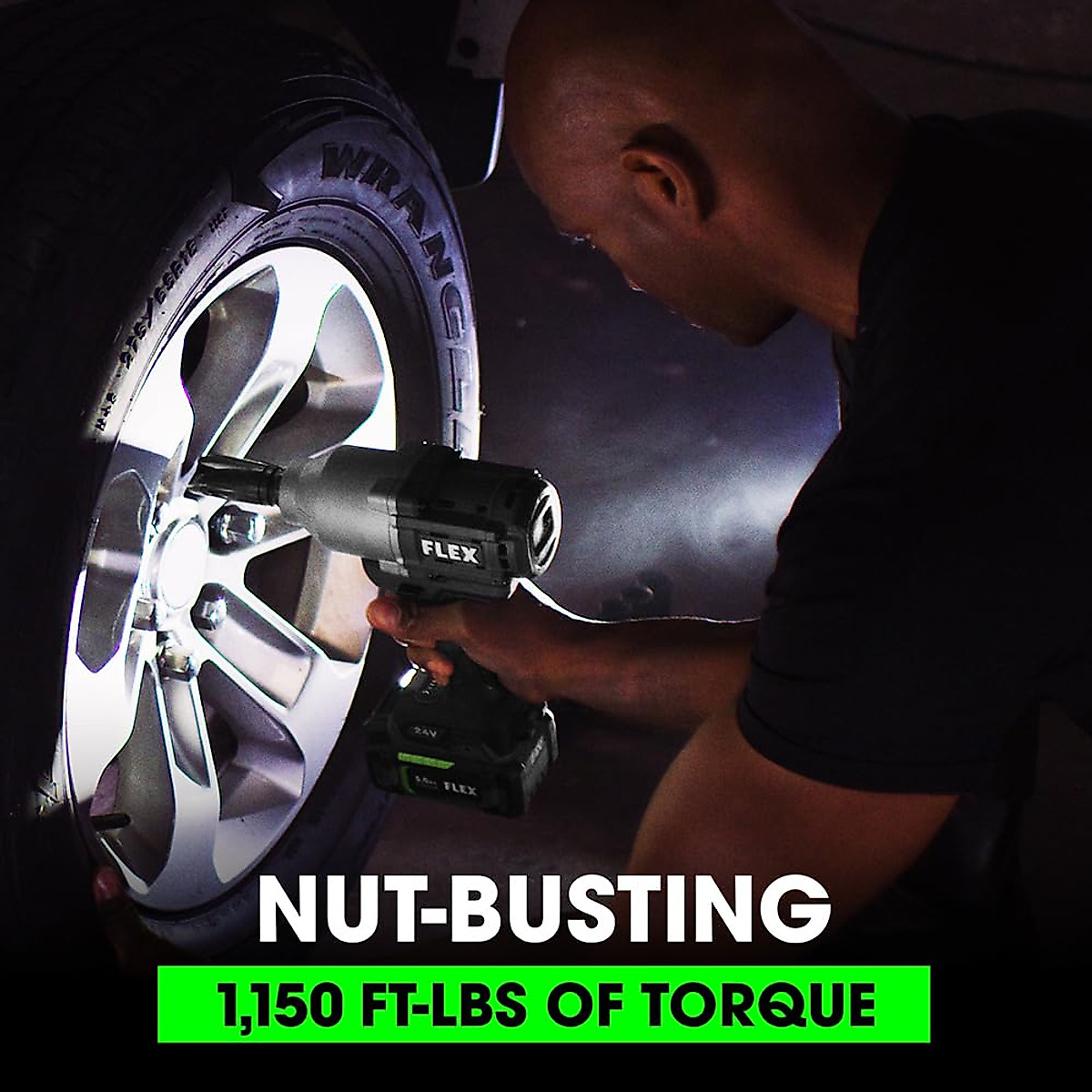 FLEX 24V Brushless Cordless 1/2-Inch 1,150 Ft-Lbs High Torque Impact Wrench Kit with 5.0Ah Lithium Battery and 160W Fast Charger - FX1471-1C
