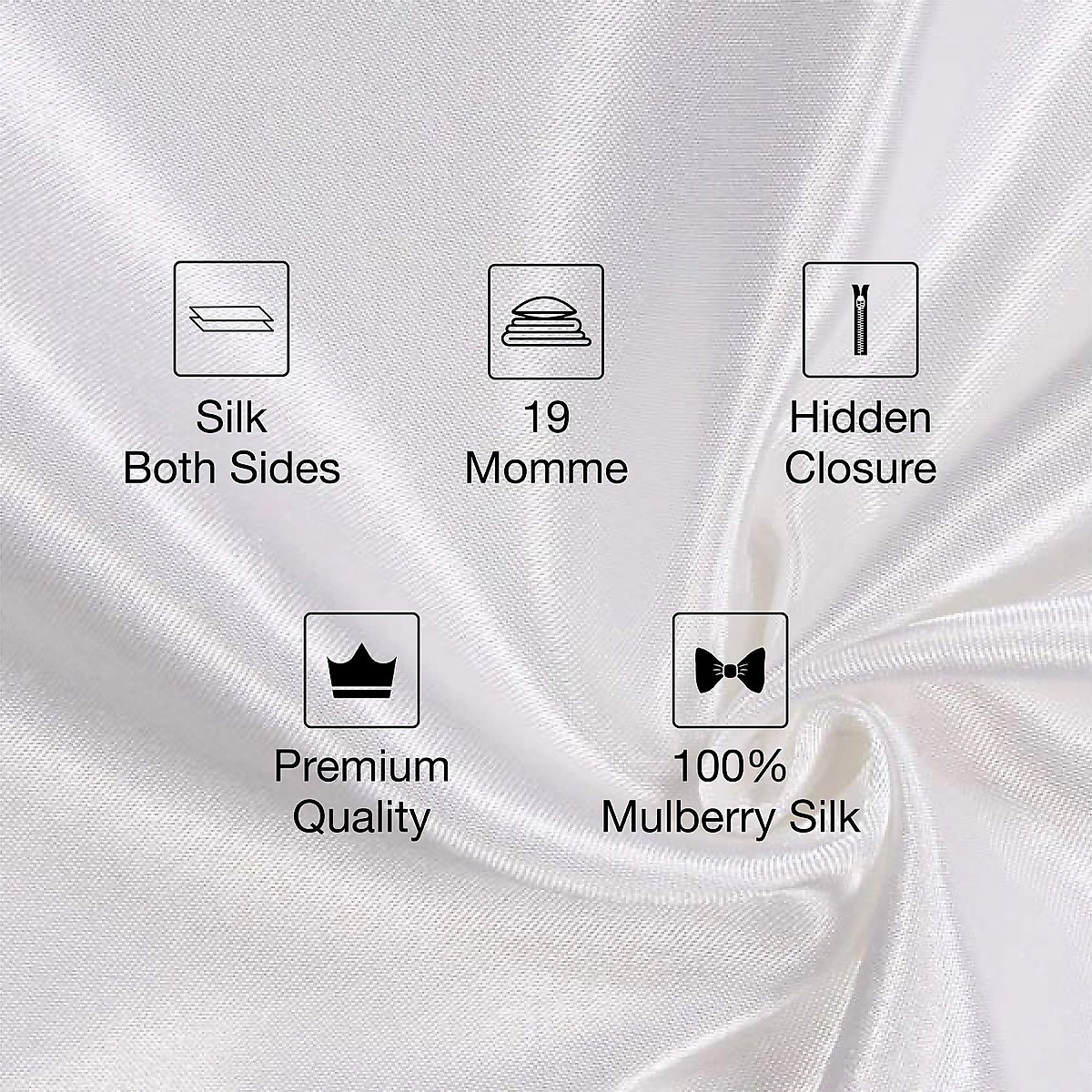 Hairworthy Hairembrace Silk Pillowcase for Hair and Skin Queen - White Silk Pillowcase 1-Pack 20x30 inches - 100% Mulberry Silk Pillow Case Set of 1 with Hidden Zipper