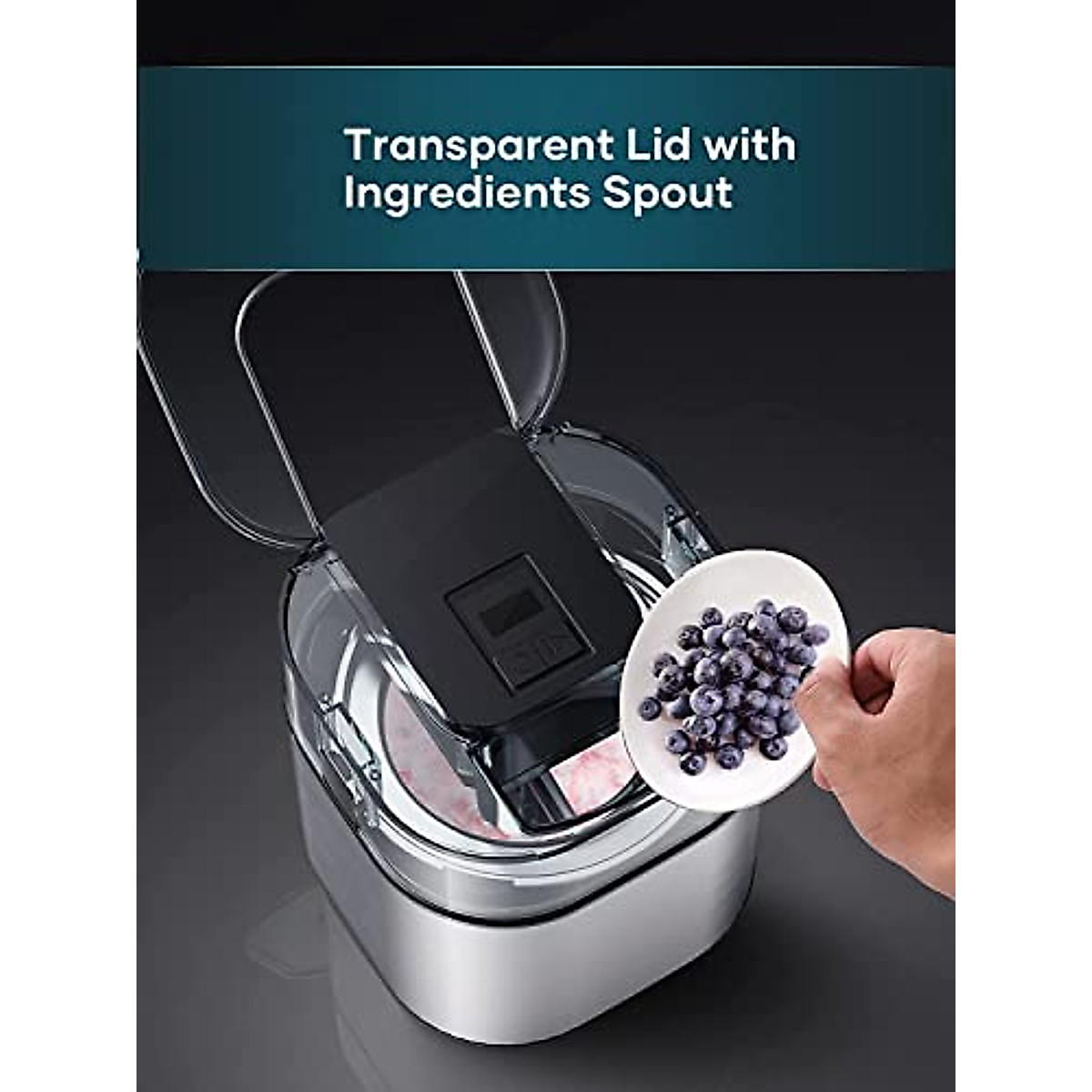 Ice Cream Maker Machine, INTASTING 1.6 Quart Frozen Yogurt-Sorbet, Auto Shut-Off, Double-Insulated Freezer Bowl, Suitable for Homemade Ice Cream, Gelato